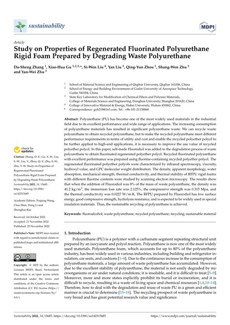 Pdf Study On Properties Of Regenerated Fluorinated Polyurethane Rigid