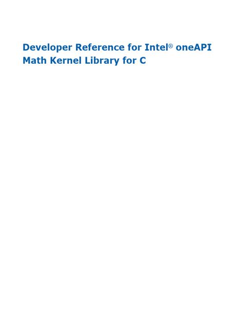 Oneapi Math Kernel Library For C 开发人员参考 Pdf Function Mathematics