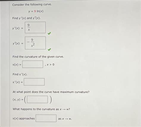 solved consider the following curve y 9ln x find y x ﻿and