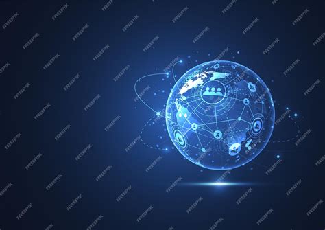 Premium Vector Global Network Connection World Map Point And Line Composition Concept