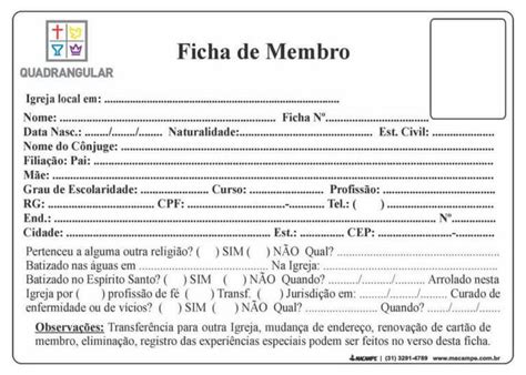Ficha De Membro Artofit