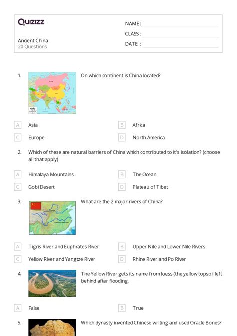 50 Ancient China Worksheets For 7th Class On Quizizz Free And Printable