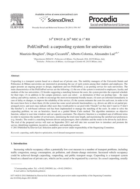 Pdf Poliunipool A Carpooling System For Universities