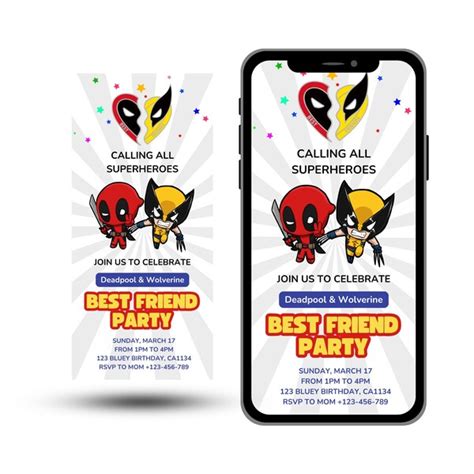 Canva Template Invitation Deadpool Etsy
