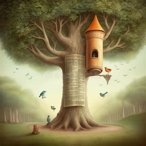 Generative Ai Tree And House With Gardens And Path Stock Illustration Illustration Of Lovely