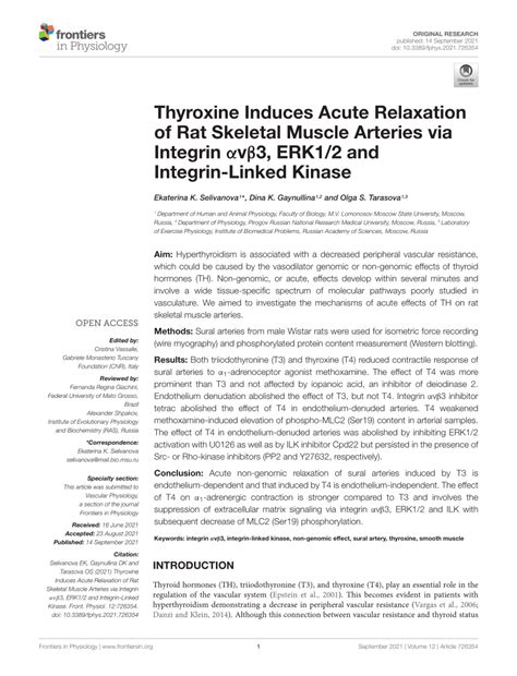 Pdf Thyroxine Induces Acute Relaxation Of Rat Skeletal Muscle
