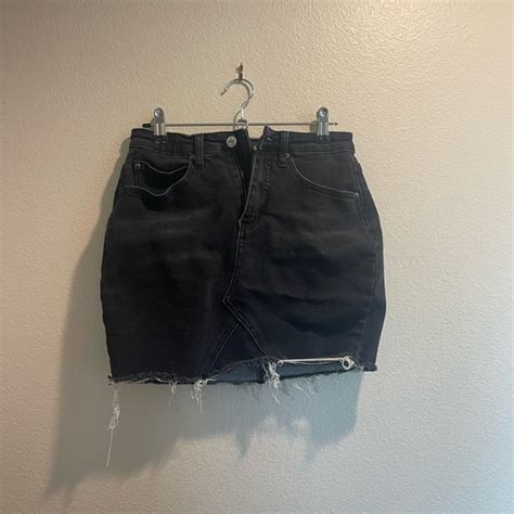 Skirts Distressed Black Denim Miniskirt Poshmark