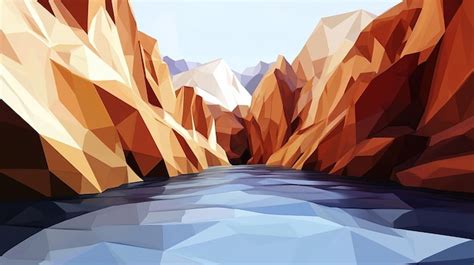 Abstract Landscape Featuring Angular Rock Formations And A Calm Blue