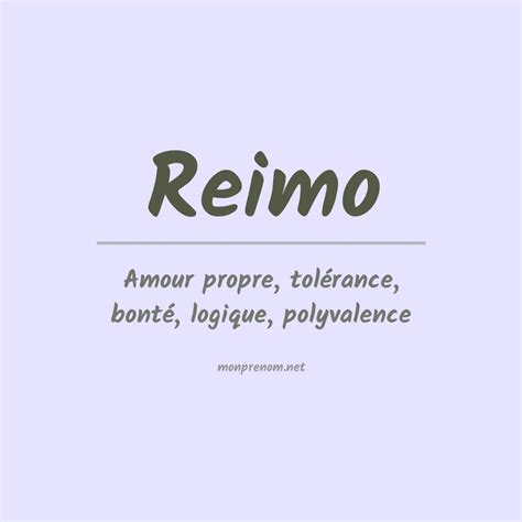 Signification Du Prénom Reimo
