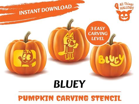 Bluey Pumpkin Stencil Printable Mom Wife Busy Life Pumpkin Carving Stencils Templates