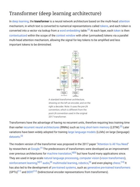 Transformer Deep Learning Architecture Wikipedia Pdf