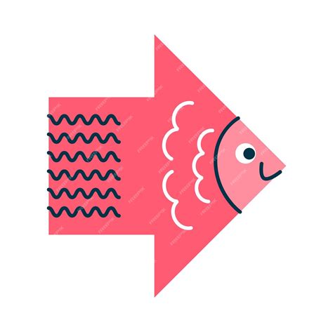 Premium Vector Red Arrow Fish Animal Character Cute Math Shape