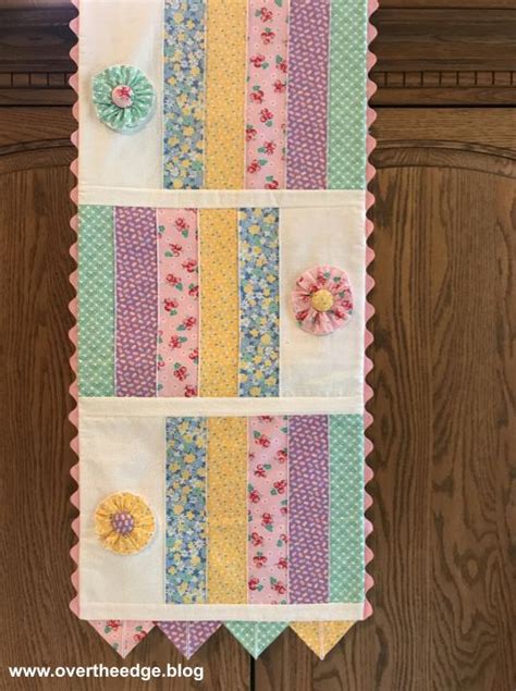 My Bunnies And Flowers Reversible Serger Table Runner Over The Edge