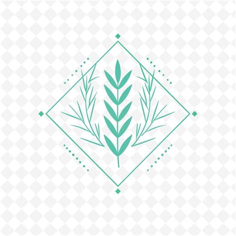 Premium Psd Thyme Sprig Monogram Logo With Geometric Shape