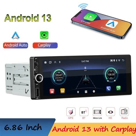 1 Din Rádio Carro Android Sem Fio Carplay Auto Wifi Bluetooth Mãos Livres Gps Fm Rds Usb 686