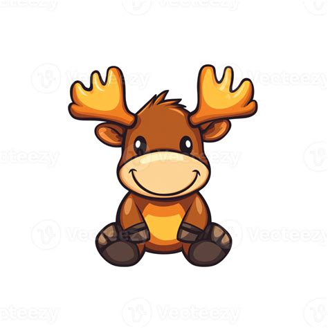 Cute Cartoon Moose Calf Logo Playful Character Design 69147899 Png