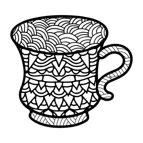 Premium Vector Coffee Or Tea Cup Doodle Style Coloring Pages