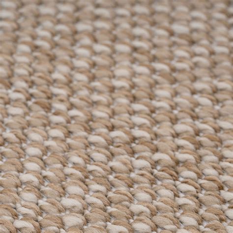 Natural Beige Geometric Loop On Loop Textured 3d Pile Living Area Rug