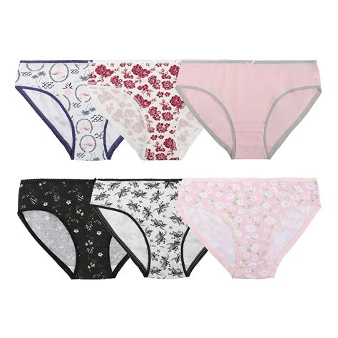 Ladies Cute White Cotton Floral Print Panties Pack 6 In A Bag For