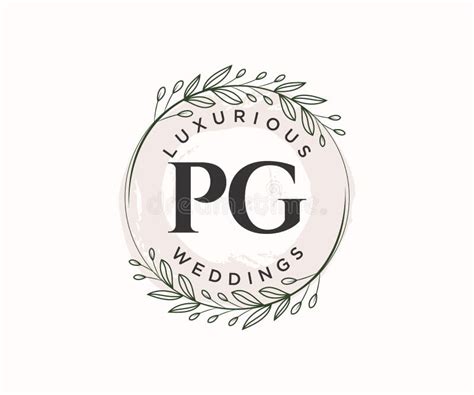 Pg Initials Letter Wedding Monogram Logos Template Hand Drawn Modern