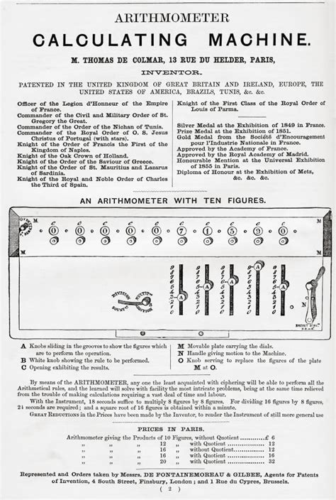 Advertisement For The Arithmometer Calculating Machine