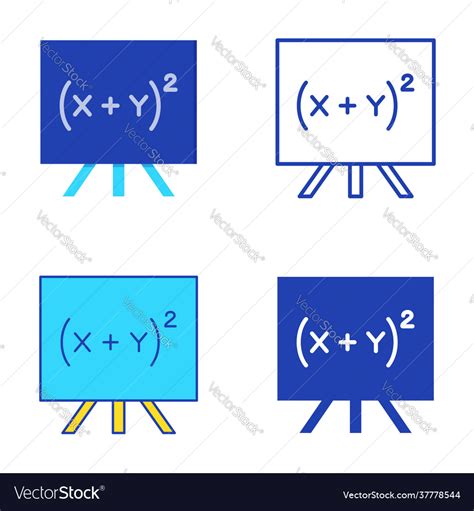 Quadratic Equation Icon Set In Flat And Line Style