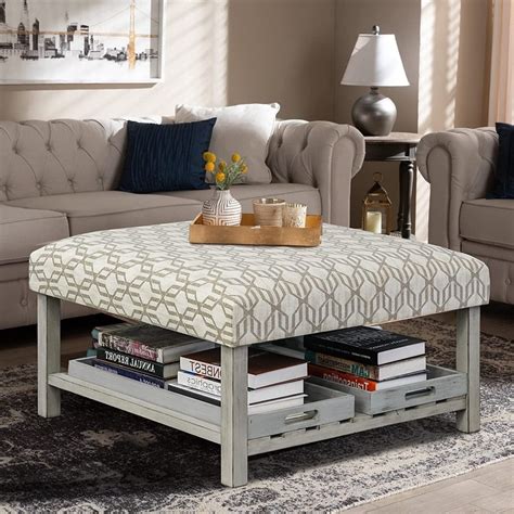 Light Toned Coastal Cushioned Coffee Table Foter