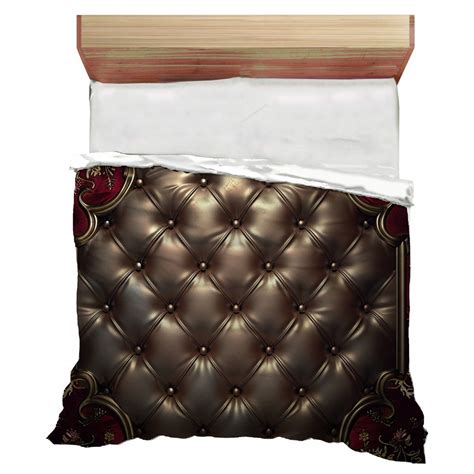 Visiondecor Tufted Leather Bedding Visual Art Duvet Cover Buttoned