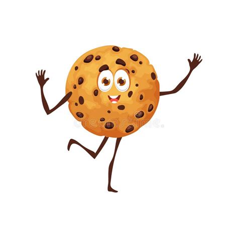 Cartoon Cookie Funny Character With Choco Chips Stock Vector Illustration Of Chip Crunchy