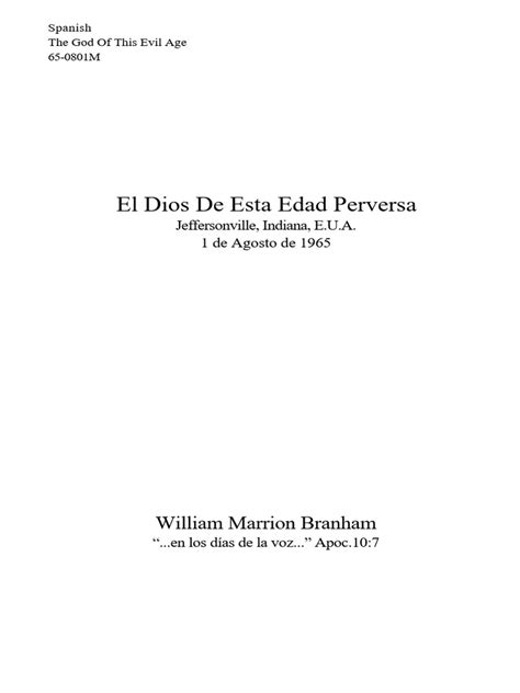 El Dios De Esta Edad Perversa 1 Agosto 1965 M Movil Pdf Satán Jesús