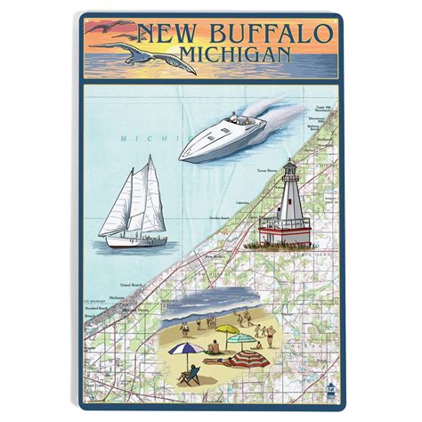 New Buffalo Michigan Nautical Chart 12x18 Aluminum Art Indoor