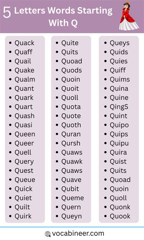 5 Letter Words Starting With Q 150 Common Q Words In English