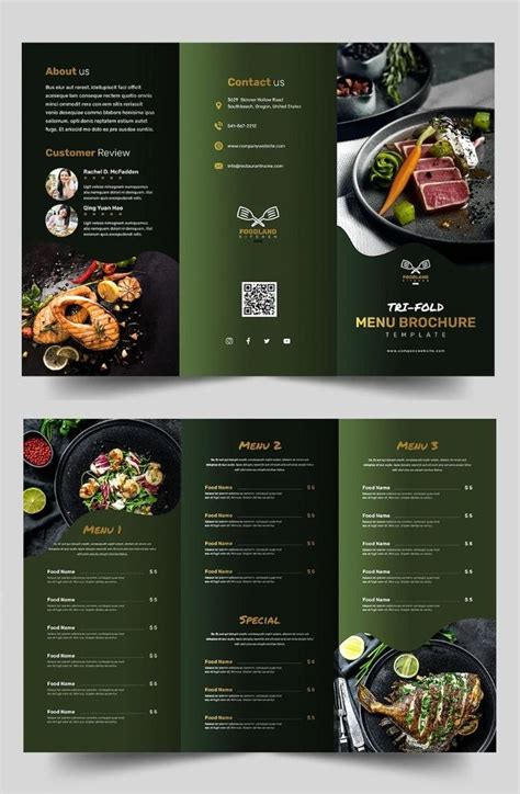 Trifold Restaurant Menu Template Eps Indd Editable Trifold Menu