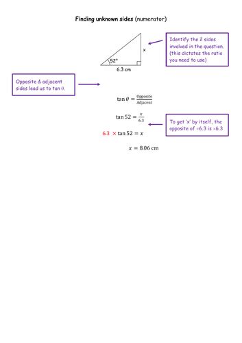 Trigonometry Finding Unknown Sides Teaching Resources