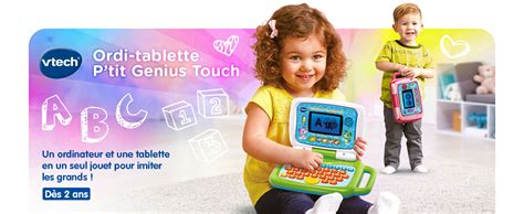 Vtech Ordi Tablette Ptit Genius Touch Vert Ordinateur Enfant Tablette Éducative 2 6 Ans