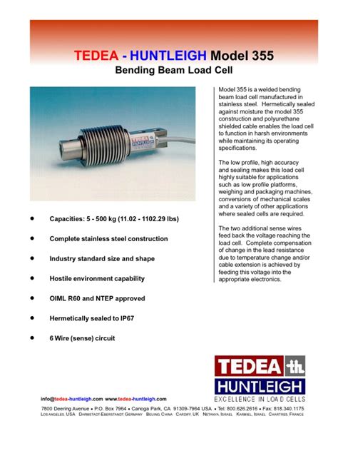 Tedea Huntleigh 355 Pdf Weighing Scale Cable