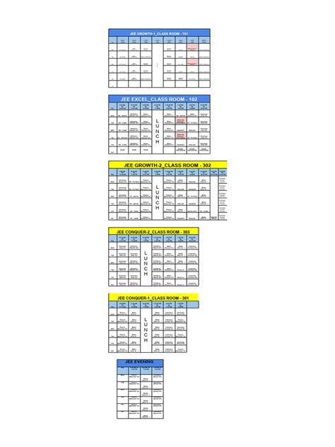 Updated Time Table Latest August Updated Jee Pdf