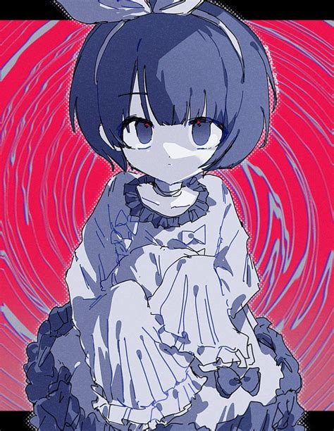 Safebooru 1girl Abstract Background Apu Aputto 9 Blue Eyes Blue
