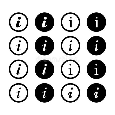 Information Button Black White Symbol Info Icon Set Vector