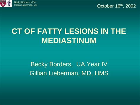 PDF CT OF FATTY LESIONS IN THE MEDIASTINUMeradiology Bidmc Harvard Edu LearningLab Respiratory