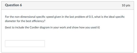 Solved For The Non Dimensional Specific Speed Given In The