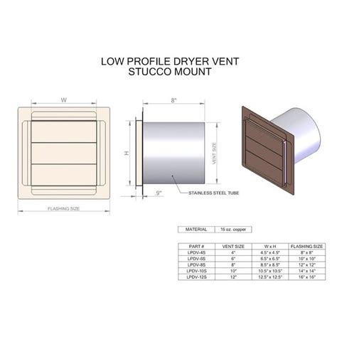 Stainless Steel Low Profile Louvered Dryer Vent Exhaust Vent 4 12