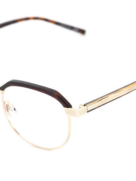Saint Laurent Eyewear Tortoiseshell Panel Glasses Metallic Farfetch