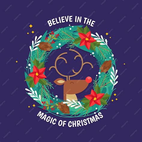 Konsep Karangan Bunga Natal Desain Datar Vektor Gratis