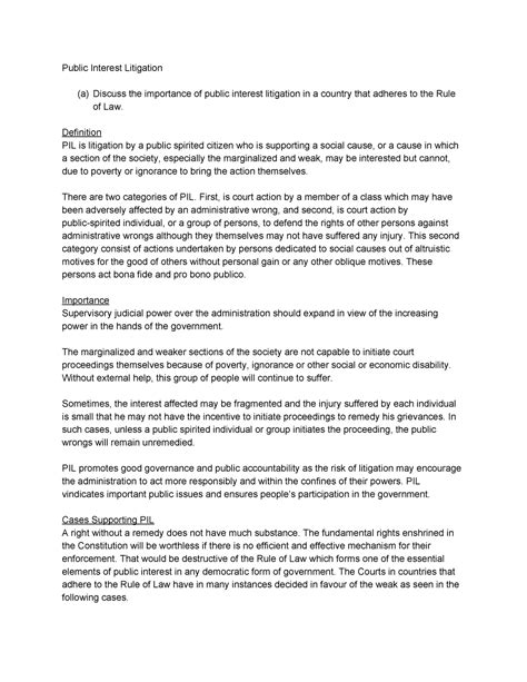Administrative Law Public Interest Litigation Public Interest