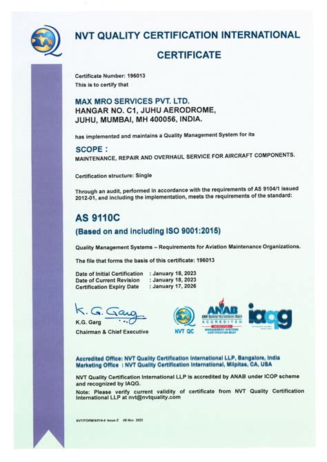 Proud To Announce That Max Mro Services Pvt Ltd Has Been Successfully Accredited As Complying