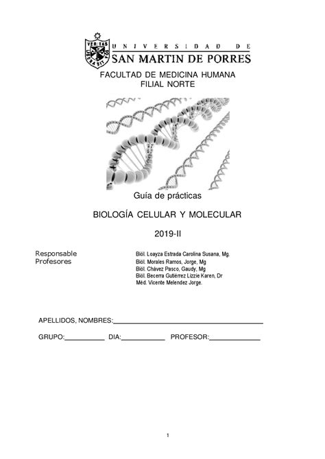 Guia De Practica Biologia Celular Y Molecular Usmp Guías Proyectos
