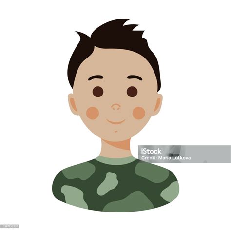 웃는 아이 얼굴 소년 피부 만화 머리 초상화아바타 아이 학교 문자 아이콘입니다 귀여운 작은 사람 십대 흰색으로 격리된 플랫 벡터