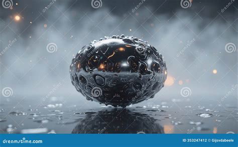 Gleaming Liquid Metal Orb In Misty Aura Stock Illustration