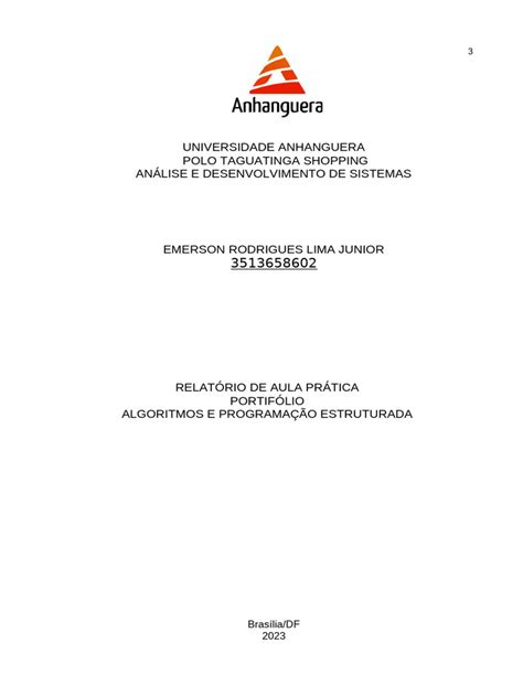 Portifolio Algoritmo E Programação Estruturada Pdf